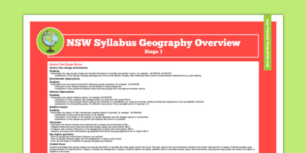 FREE! - NSW Stage 3 Geography Syllabus Overview