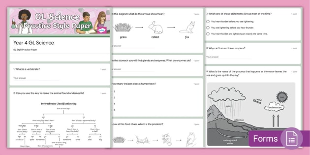 Year 4 Science GL Style Practice Paper (teacher made)