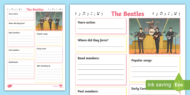 👉 * NEW * The Beatles Fact File Template (teacher made)
