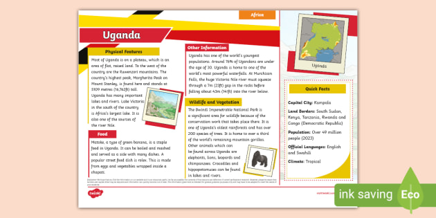 Uganda Fact Files | twinkl.com.au