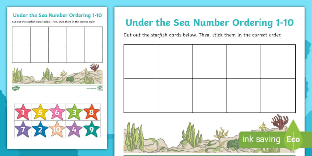 👉 Under the Sea Cut and Stick Number Ordering Sheet 1 to 10