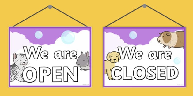 Pet Groomers Role Play Open Closed Sign (teacher made)