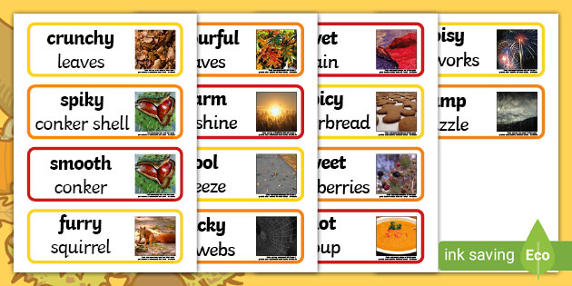 Autumn Senses Word Cards (teacher made)