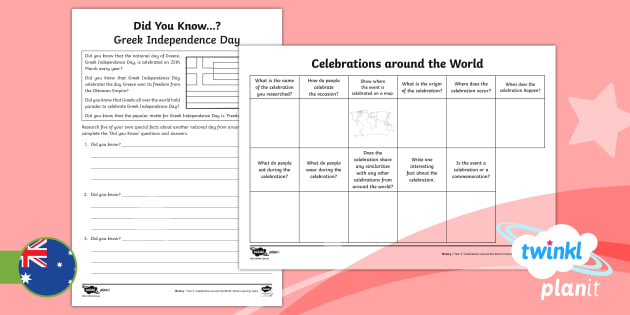 PlanIt HASS History Year 3 Celebrations around the World Home Learning ...
