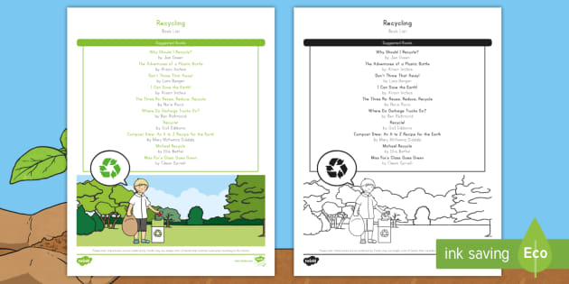 Recycling Book List (teacher made)