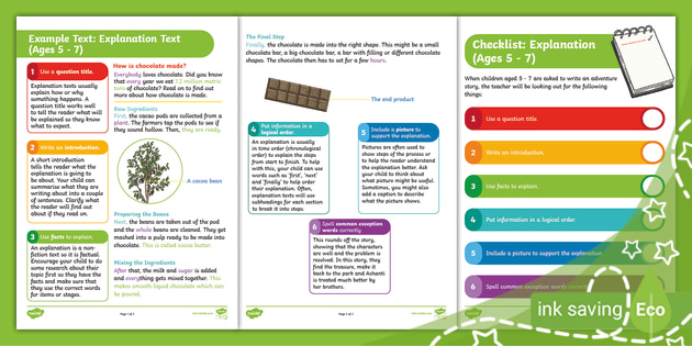 Example Text: Explanation (Ages 5 - 7) (Teacher-Made)