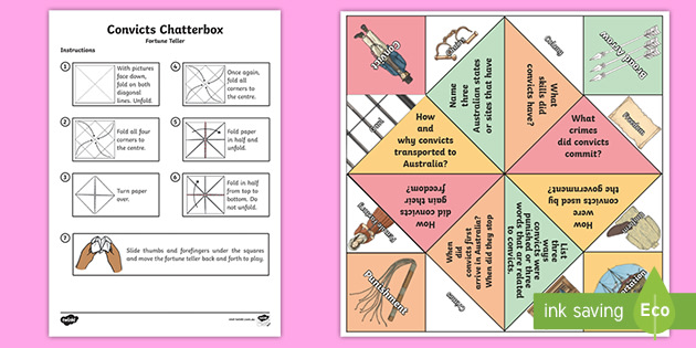 Convicts Fortune Teller Chatterbox Game (teacher made)