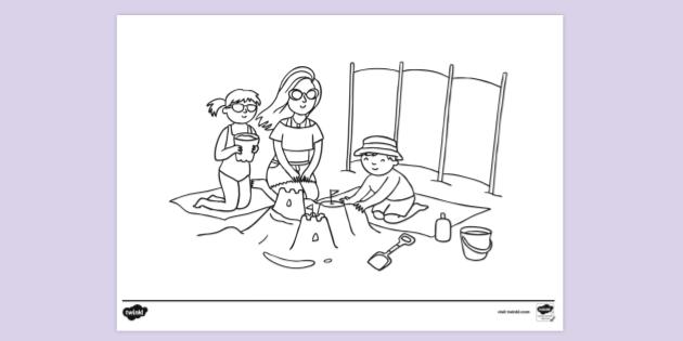 FREE! - Beach Theme Colouring Page - Primary Resources