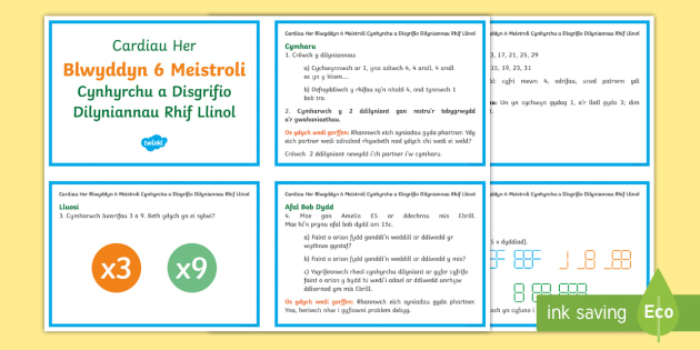 Cardiau Her Blwyddyn 6 Meistroli Cynhyrchu a Disgrifio Dilyniannau Rhif