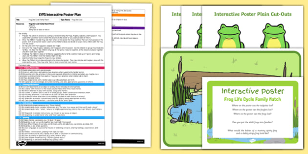EYFS Frog Life Cycle Family Match Interactive Poster Plan and Resource Pack