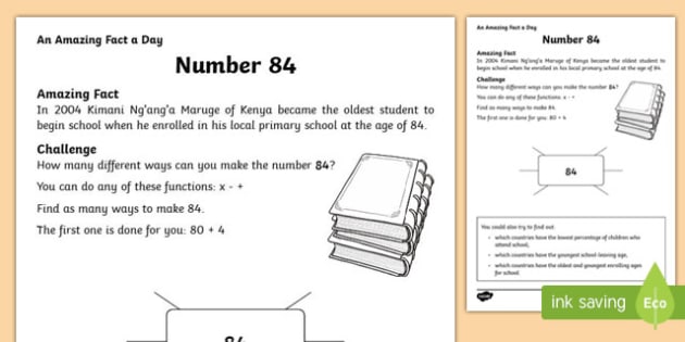 Number 84 Worksheet / Worksheet, worksheet (teacher made)