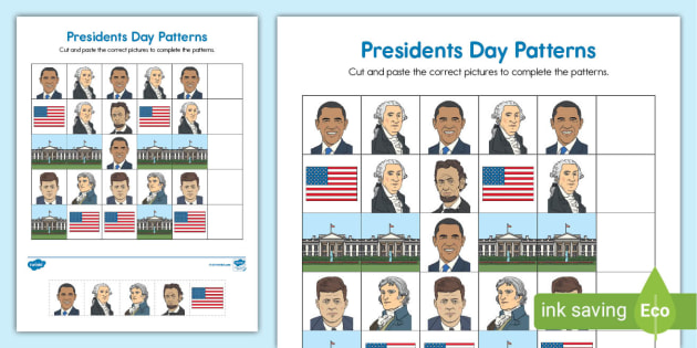 Presidents Day Complete The Pattern | Resources | Twinkl