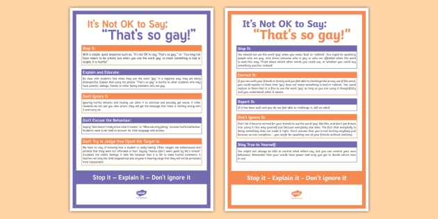 * NEW * It's Not OK to Say "That's So Gay!" Display Poster