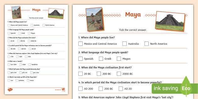 Maya Civilisation Quiz (teacher made)