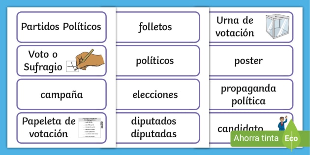 Tarjeta de Vocabulario de las Elecciones (Teacher-Made)