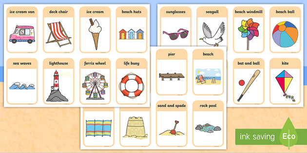 Seaside Vocabulary Flashcards - Primary Resources - KS1