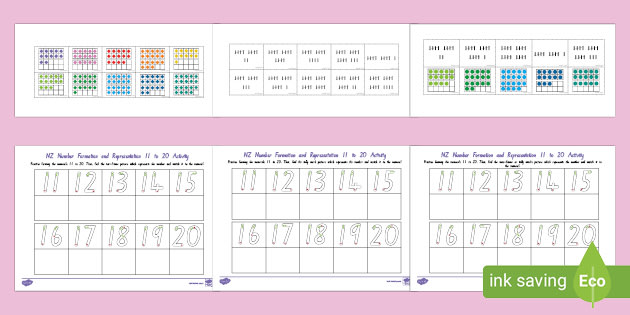 NZ Number Formation and Representation 11 to 20 Activity