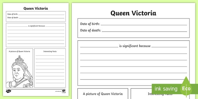 Queen Victoria Significant Individual Writing Frame - writing