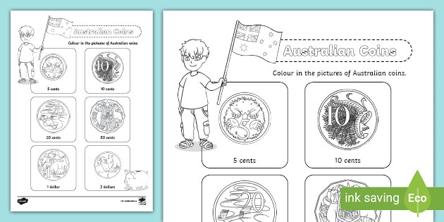 Australian Coins Colouring Page (Teacher-Made)