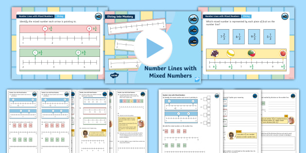 Mixed Number Line Worksheets