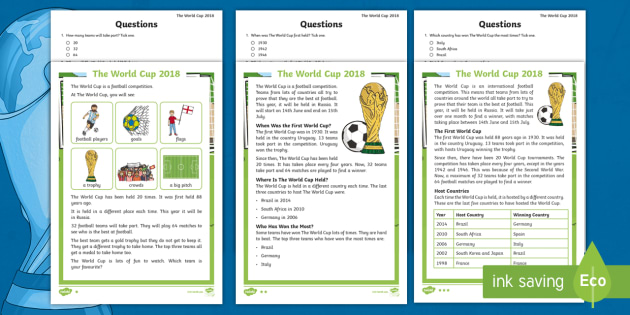 F-2 The World Cup 2018 Differentiated Reading Comprehension Activity