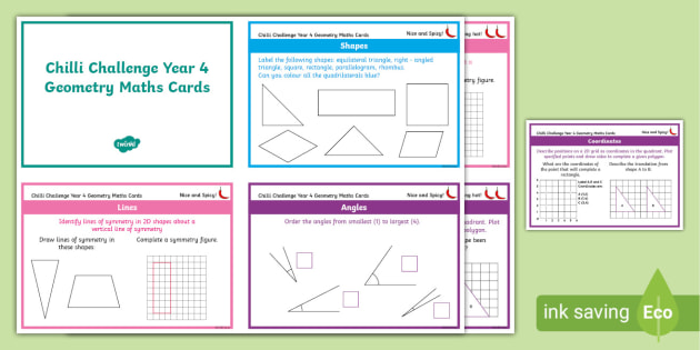 Year 4 Maths Geometry Chili Challenge Cards (Teacher-Made)