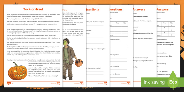 Halloween Fiction Differentiated Reading Comprehension Activity