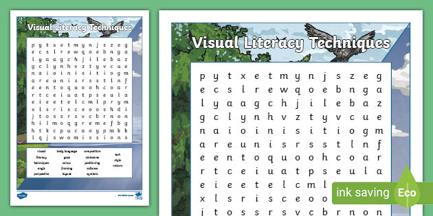 Visual Literacy Visual Techniques Vocabulary Word search