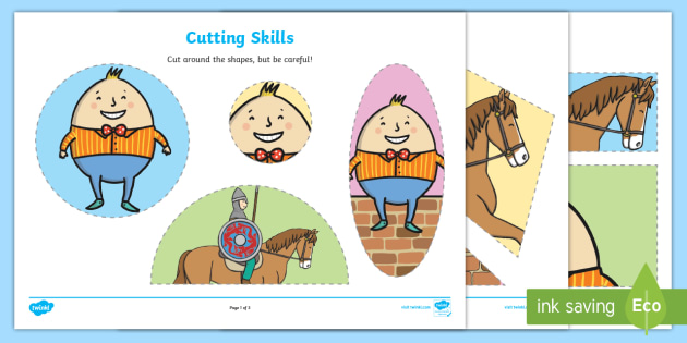 Humpty Dumpty Cutting Skills Worksheet / Worksheet - Humpty Dumpty Cutting