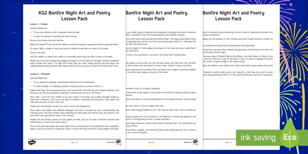 Bonfire Night Art and Poetry Activity Pack (teacher made)