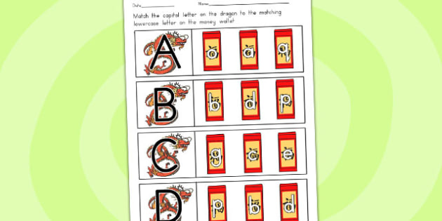 Chinese New Year Capital Letter Matching Worksheet - australia