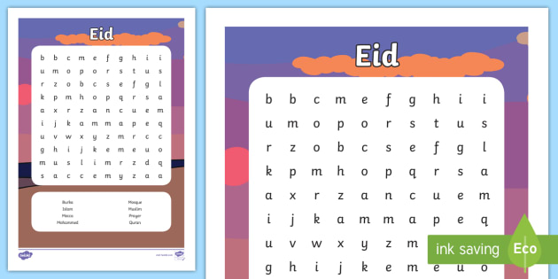 Eid Word Search - eid, word search, keywords, celebration, religion