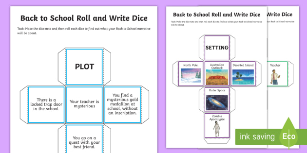 Back to School Roll and Write Dice Activity