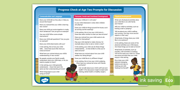 EYFS Progress Check at Age Two Prompts for Discussion