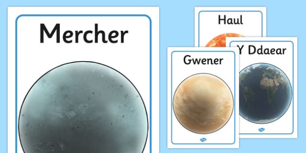 The Planets Display Poster Welsh Translation
