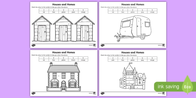 Houses and Homes Colour by Number (teacher made)