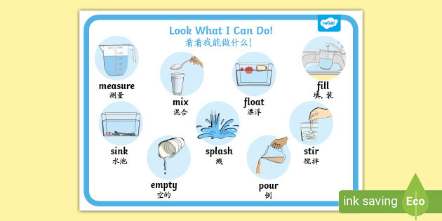 Water Area Skills Action Mat - English/Mandarin Chinese
