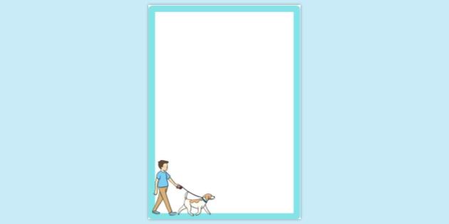 FREE! - Child Walking a Dog Page Border | Page Borders | Twinkl