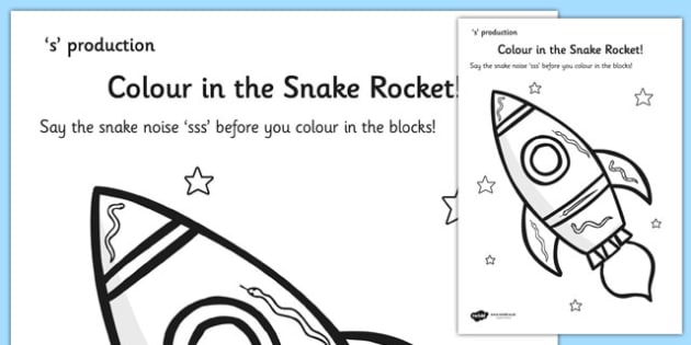 s Sound Production Snake Rocket Colouring Sheet - ESL Pronunciation