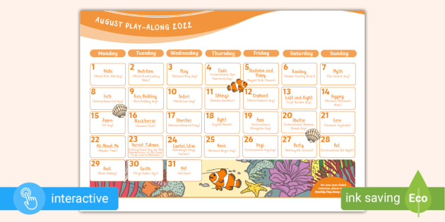 August Events Calendar 2022 (teacher made)