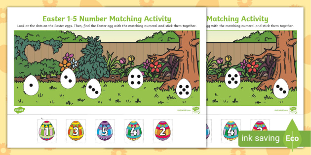 Easter 1-5 Number Matching Activity (teacher made)
