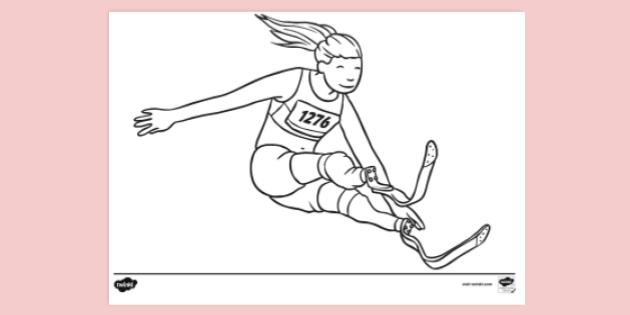 FREE! - Paralympic Long Jump Colouring Sheet | Colouring Sheets