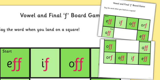 Vowel and Final 'F' Board Game