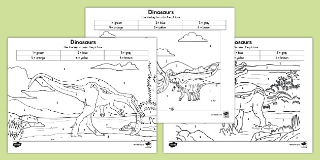 dinosaur coloring pages by numbers