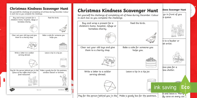 Christmas Kindness Activity | Scavenger Hunt (teacher made)
