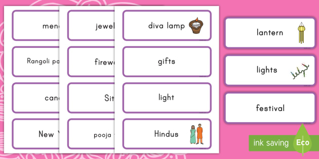 Diwali Topic Word Cards