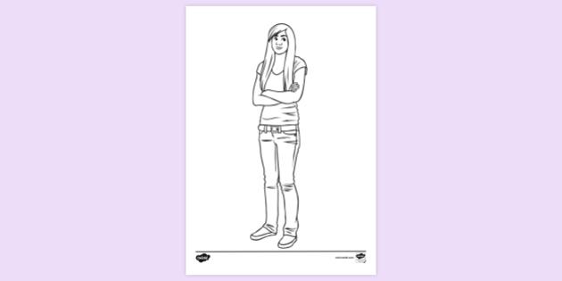 Girl Standing Colouring | Colouring Sheets