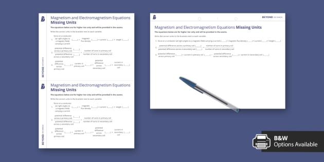 Magnetism and Electromagnetism Equations Missing Units