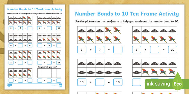 👉 Number Bonds to 10 Pirate-Themed Ten-Frame Activity