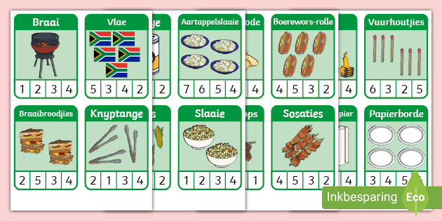 Erfenisdag Getal Herkenning Kaartjies (teacher made)